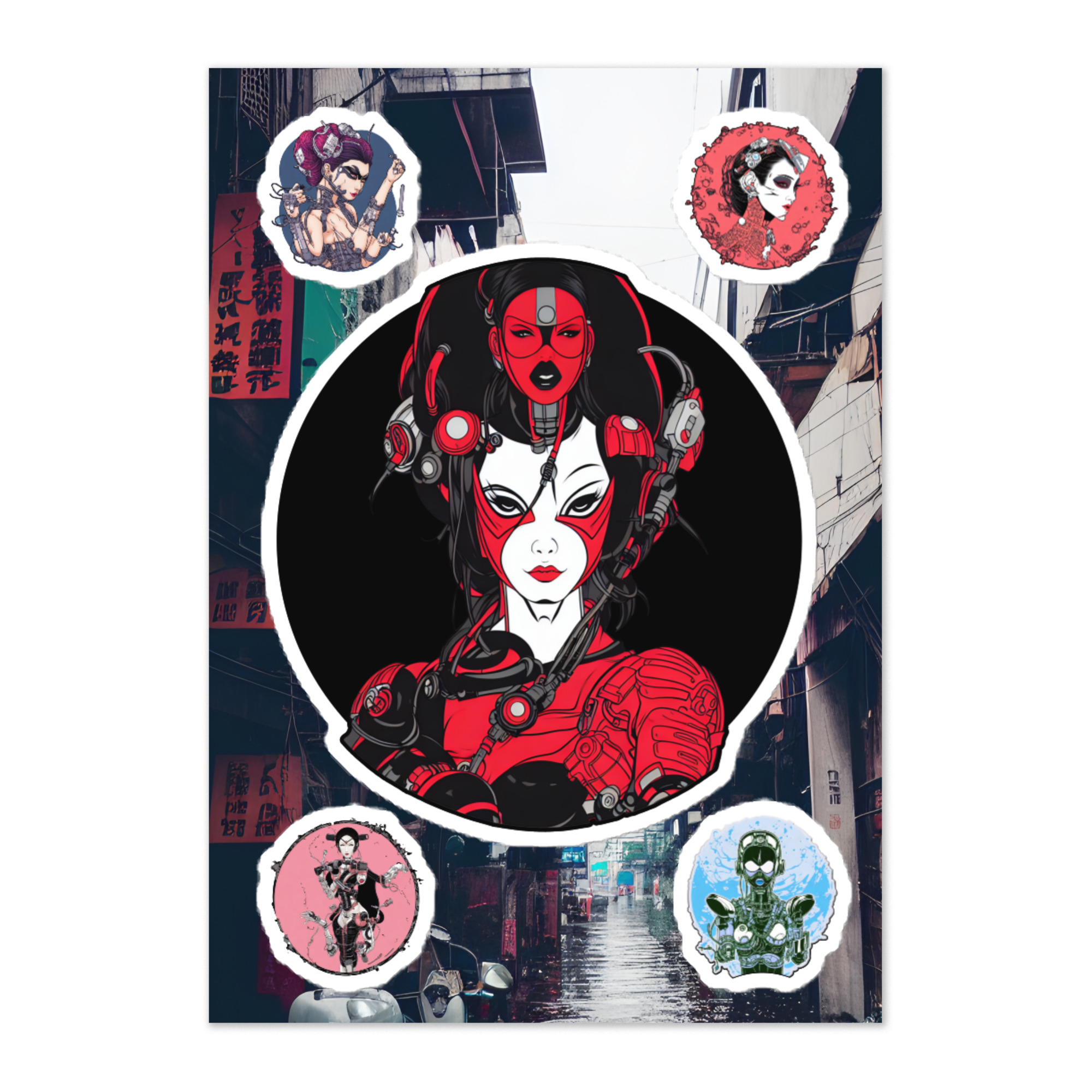 Izumi CYBERPUNK GEISHA #457774 - 5 Sticker Sheet - Owen Prescott